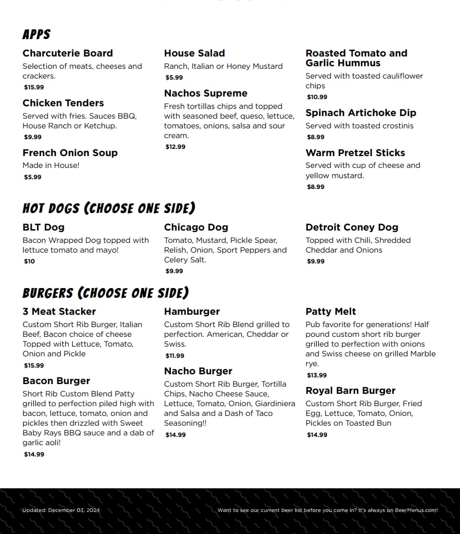 Menu - Ozona Brewing Company